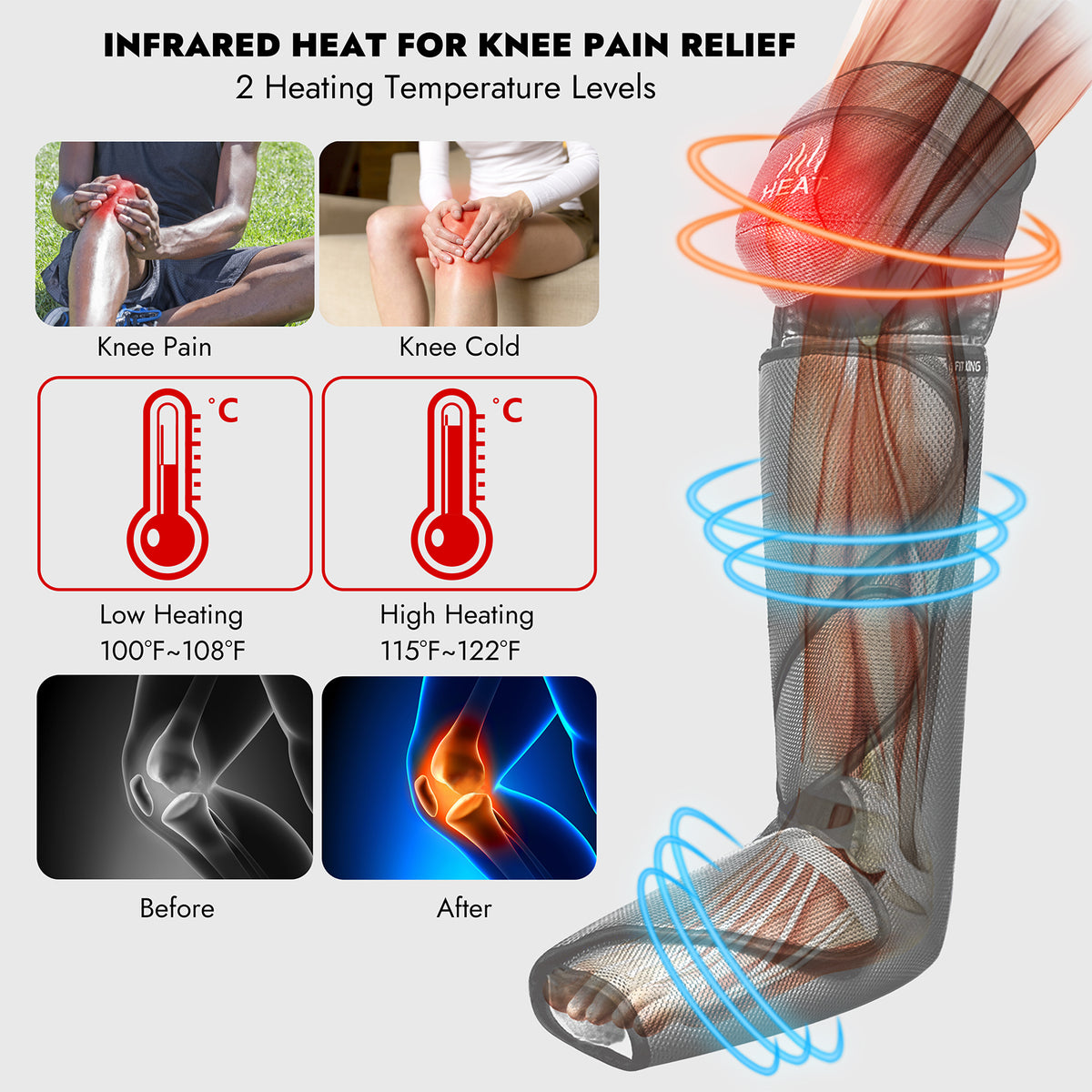 Buy FT-011A Leg & Foot Massager with Knee Heat | Fit King Shop