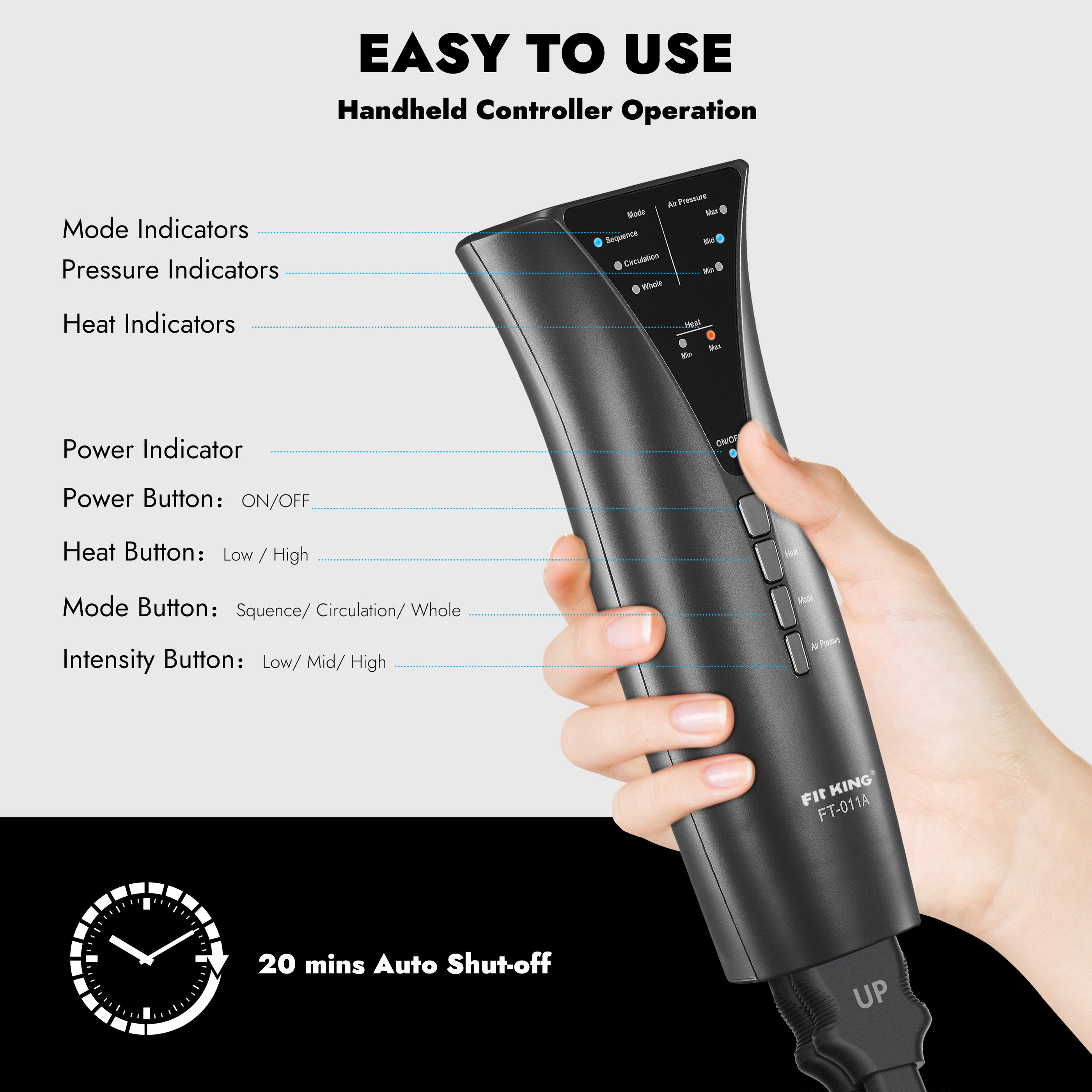 Buy FT-011A Leg & Foot Massager with Knee Heat | Fit King Shop