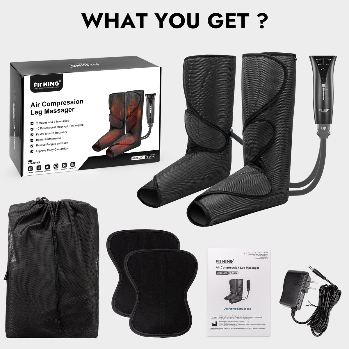 Buy FT-057A Foot & Leg Compression Massager with Heat | Fit King Shop